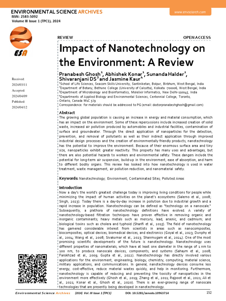 Nanotechnology's Environmental Impact Review | PDF | Nanotechnology | Soil