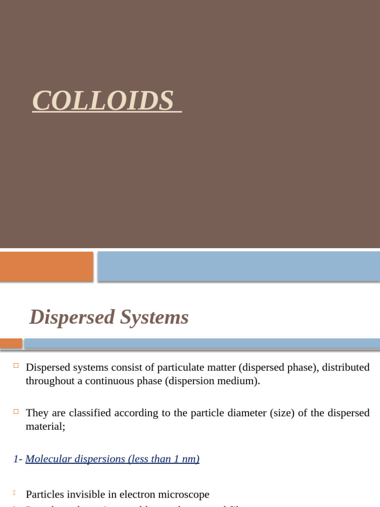 Colloidal dispersion system | PDF | Colloid | Filtration