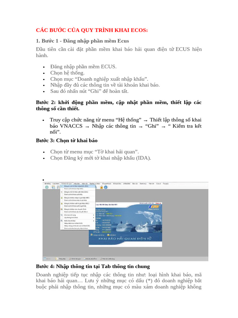 CÁC BƯỚC CỦA QUY TRÌNH KHAI ECOS | PDF