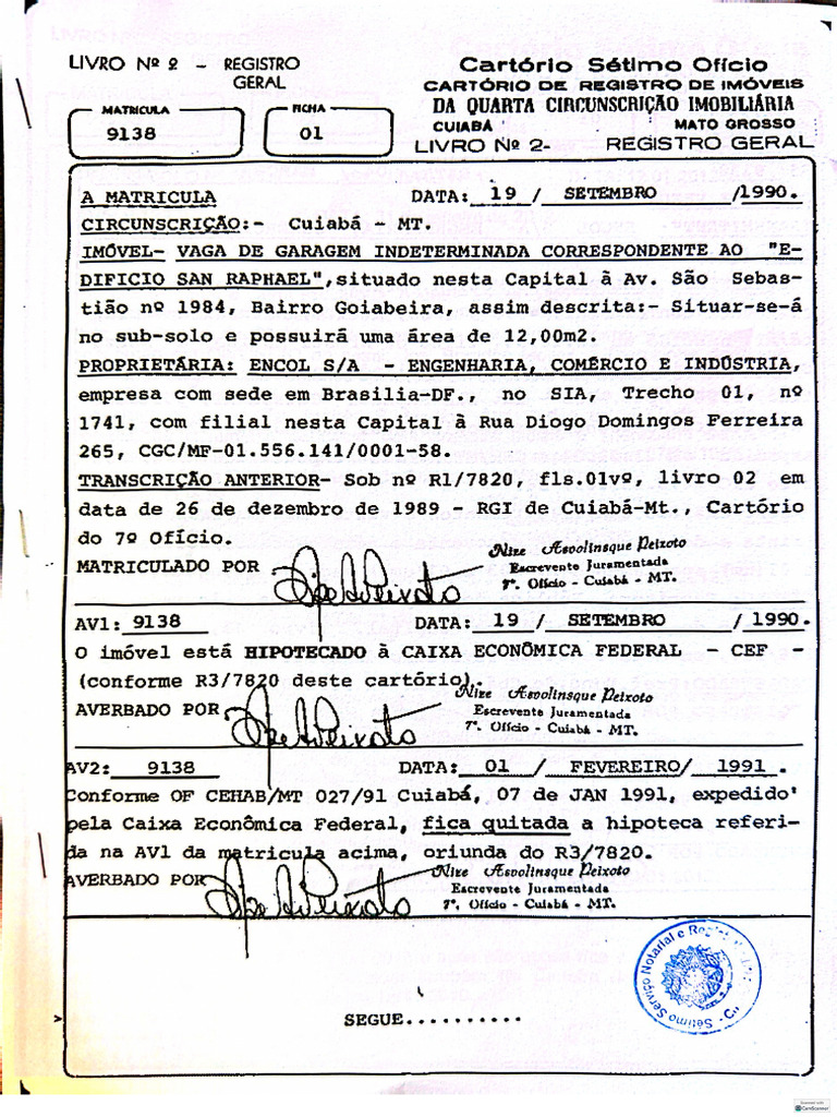 Matrícula Imóvel 9138 | PDF