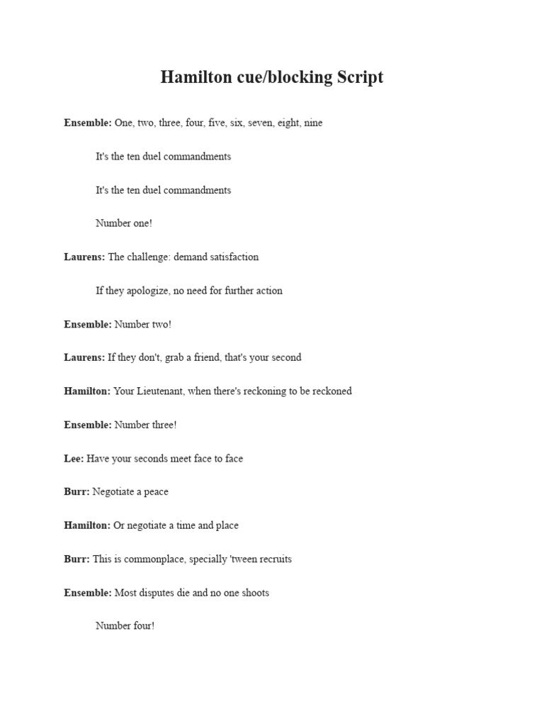 Hamilton Duel Scene Script | PDF | Alexander Hamilton | Duel
