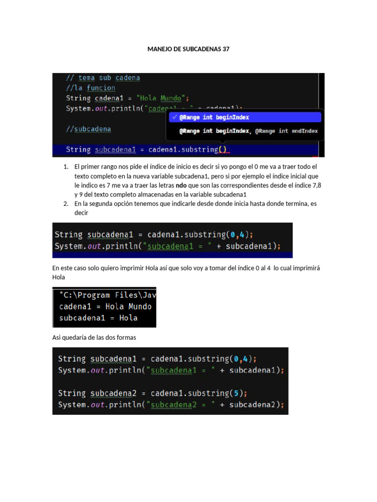 Manejo y Concatenación de Subcadenas | PDF | Cadena (informática ...
