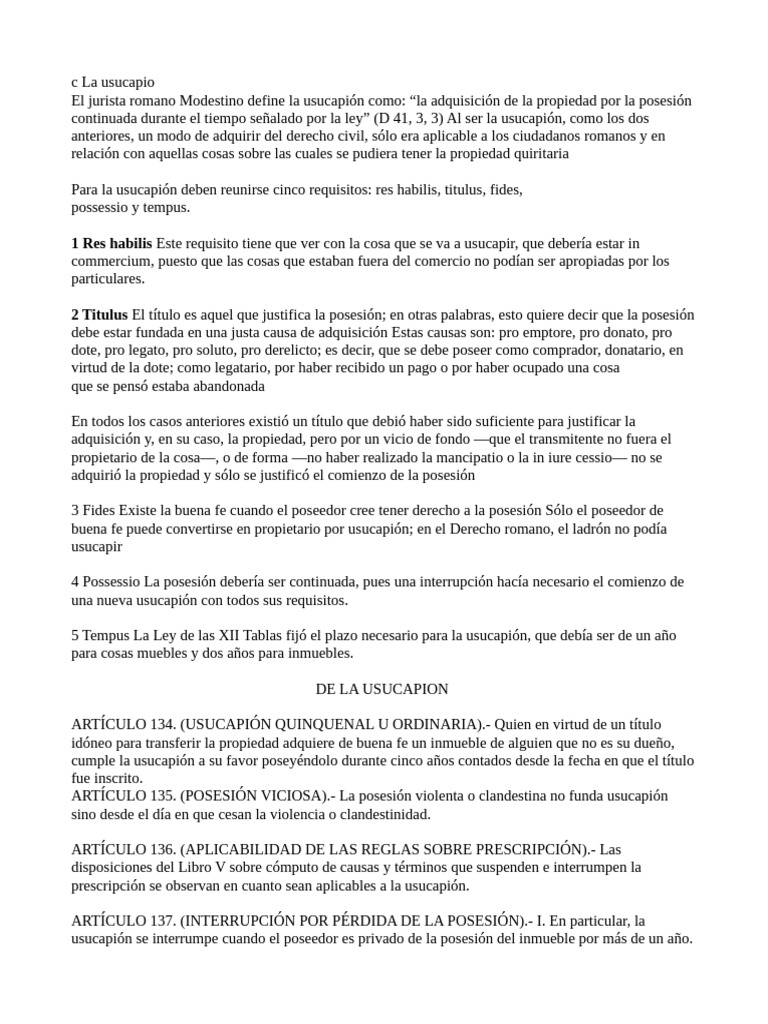 Usucapion | PDF | Posesión adversa | Posesión (Ley)