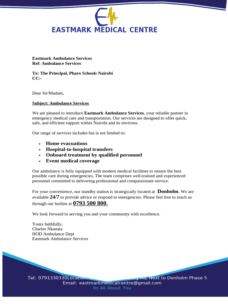 Ambulance Advert Letter-2 | PDF