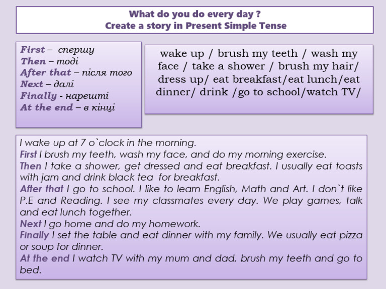 Present Simple Story Example | PDF