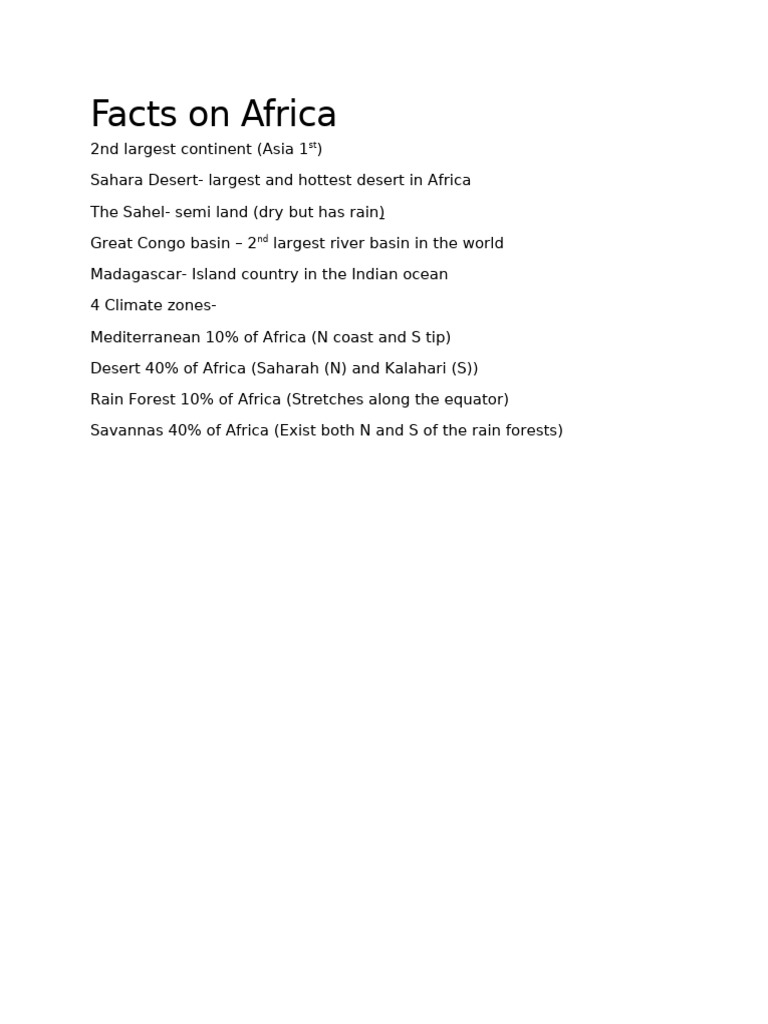 Key Facts About Africa's Geography | PDF