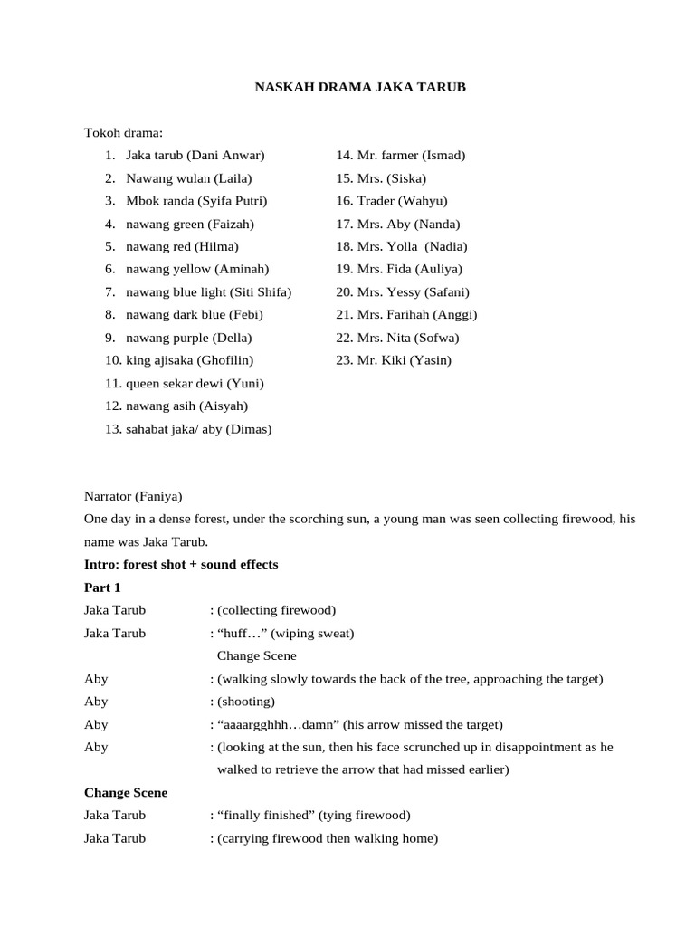 Naskah Drama Jaka Tarub English | PDF