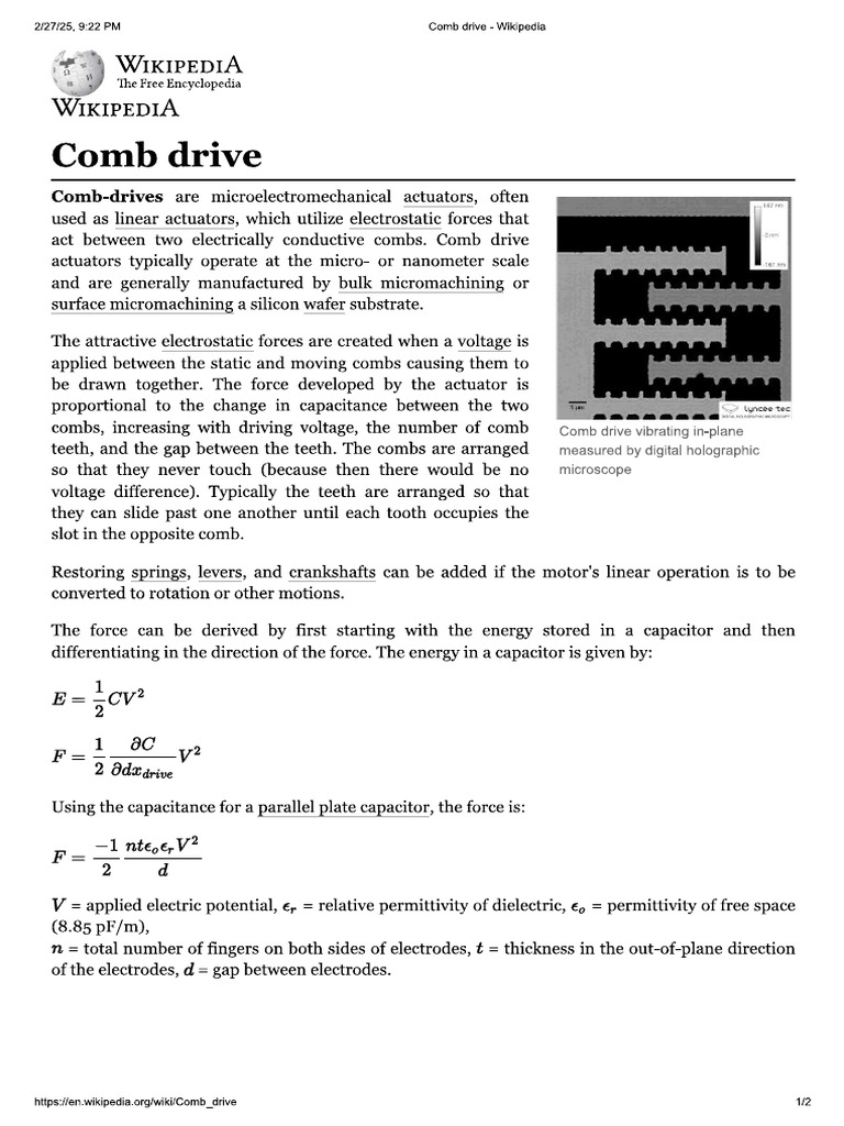 Comb Drive | PDF
