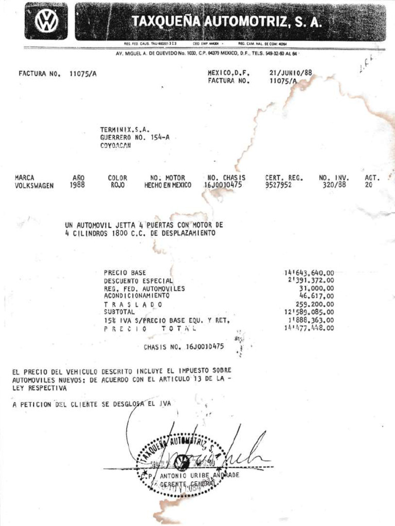 Factura Jetta Aguillon | PDF