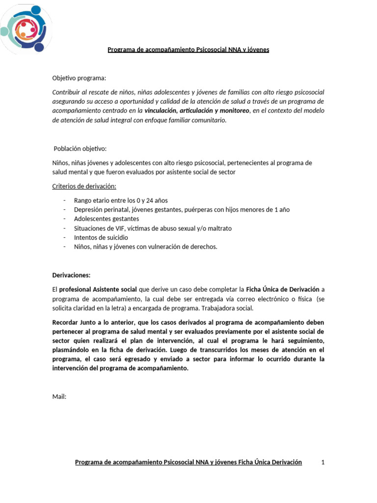 Ficha Unica de Derivación | PDF | Trabajo Social | Abuso infantil