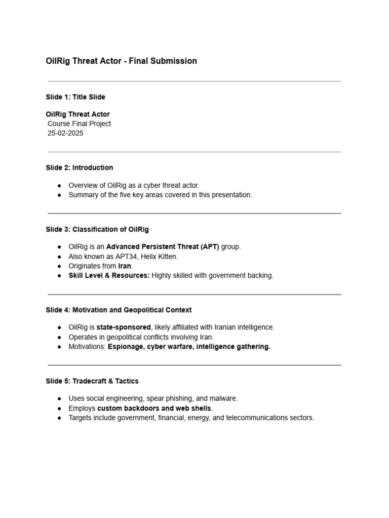 OilRig APT: Cyber Threat Analysis | PDF | Security | Computer Security