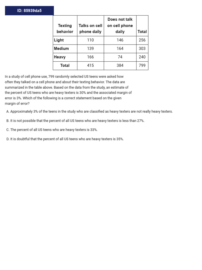 SAT Suite Question Bank - Problem-Solving and Data Analysis | PDF | Text Messaging | Mass