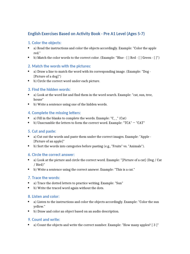 English_Exercises_Full | PDF | Linguistics | Cognitive Science