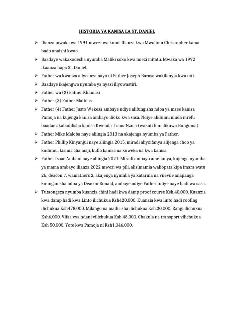 Historia Ya Kanisa La ST | PDF