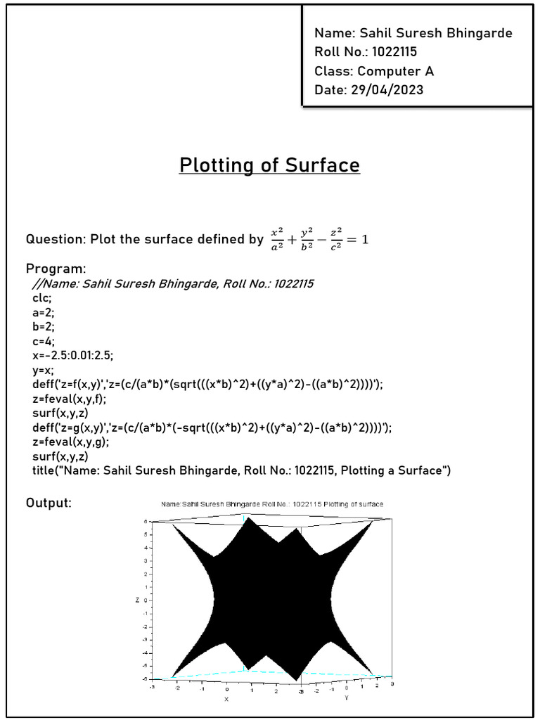 Plotting of Surface - 1022115 | PDF