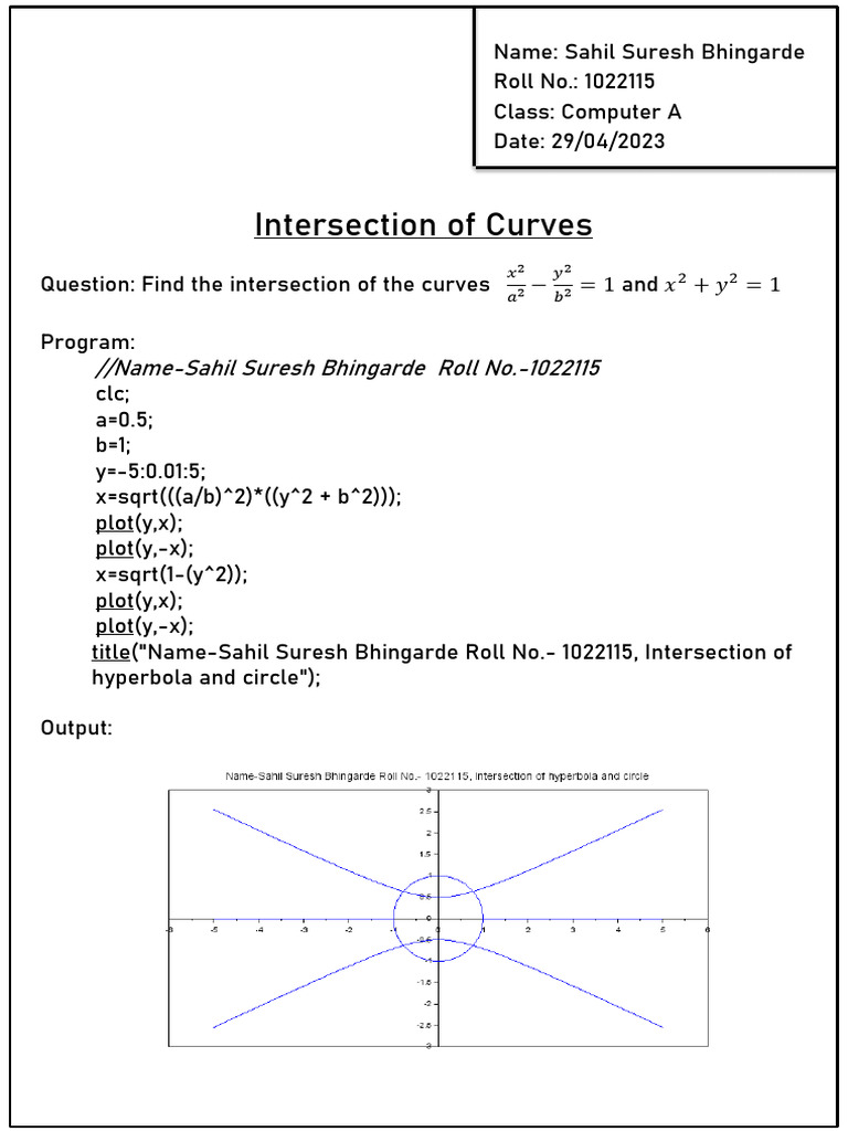 Intersection of Curves - 1022115 | PDF