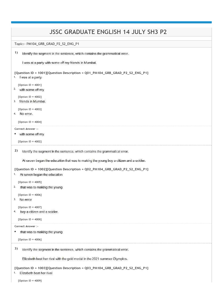 Sahayak 14 July JSSC Graduate English 14 July Sh3 p2 | PDF