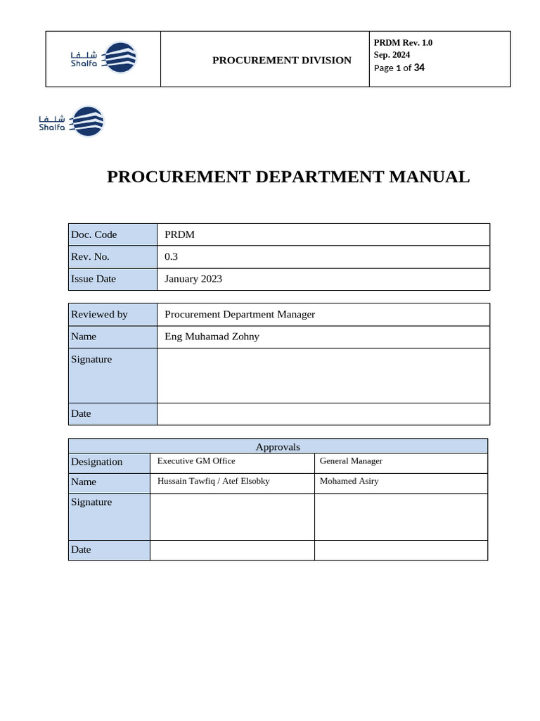 Procurement Department Manual Overview | PDF | Procurement | Logistics