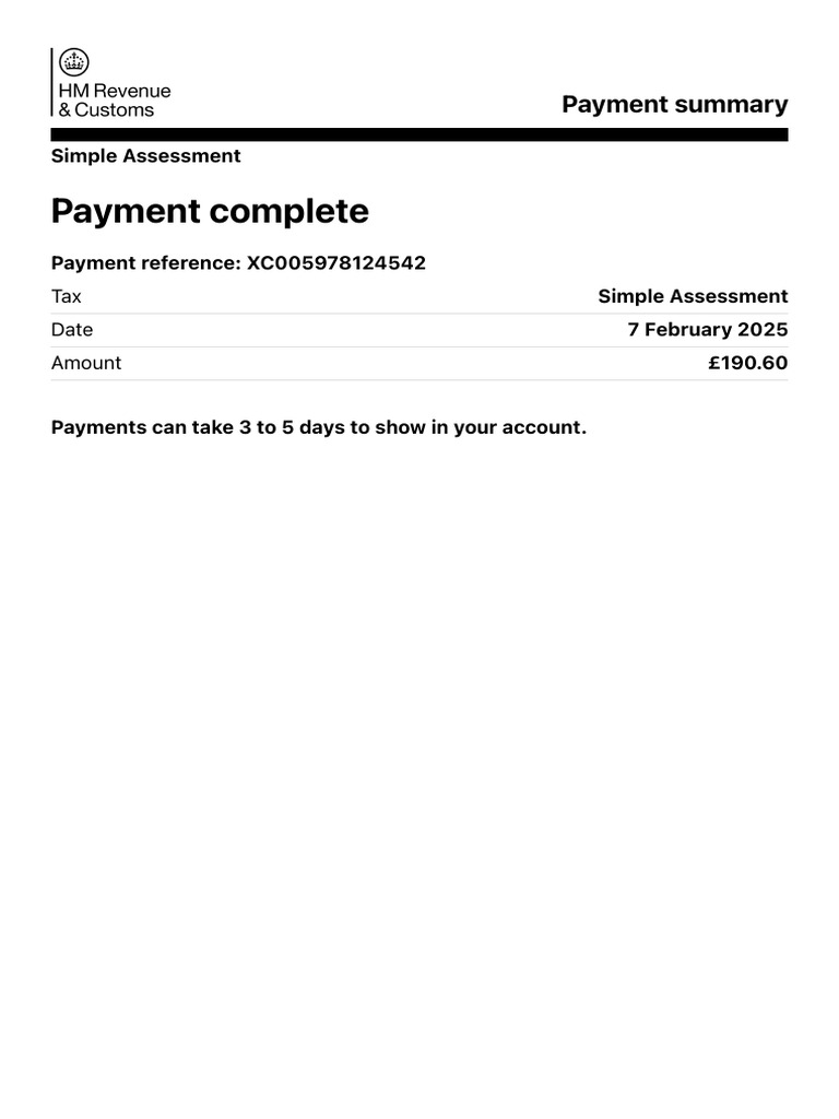 Simple Assessment Payment Summary | PDF