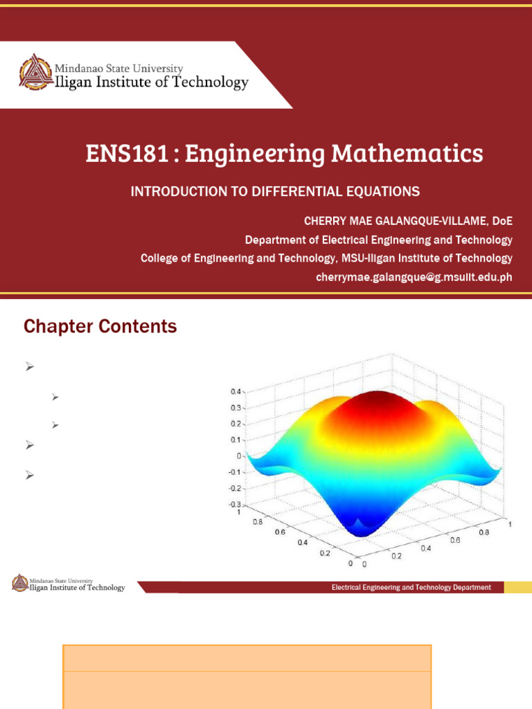 Lecture01a Intro To Differential Eq | PDF | Equations | Ordinary ...