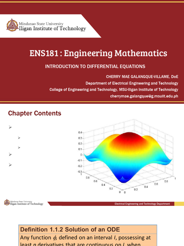 Lecture01b Intro To Differential Eq | PDF | Ordinary Differential ...