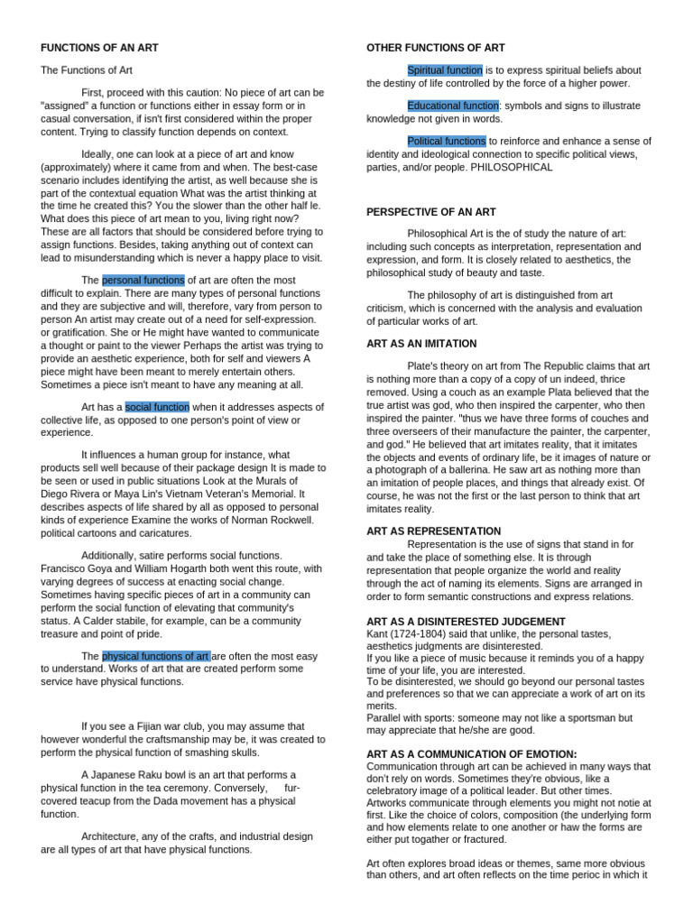 Arts Appreciation Reviewer Midterm | PDF | Composition (Visual Arts) | Paintings