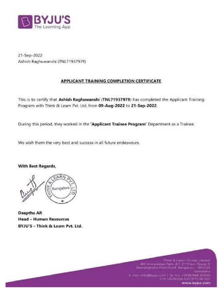 Byjus(Think and Learn) | PDF