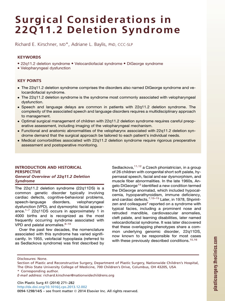Surgical-Considerations-in-22Q11.2-Deletion-Syndro | PDF | Speech | Medical Specialties