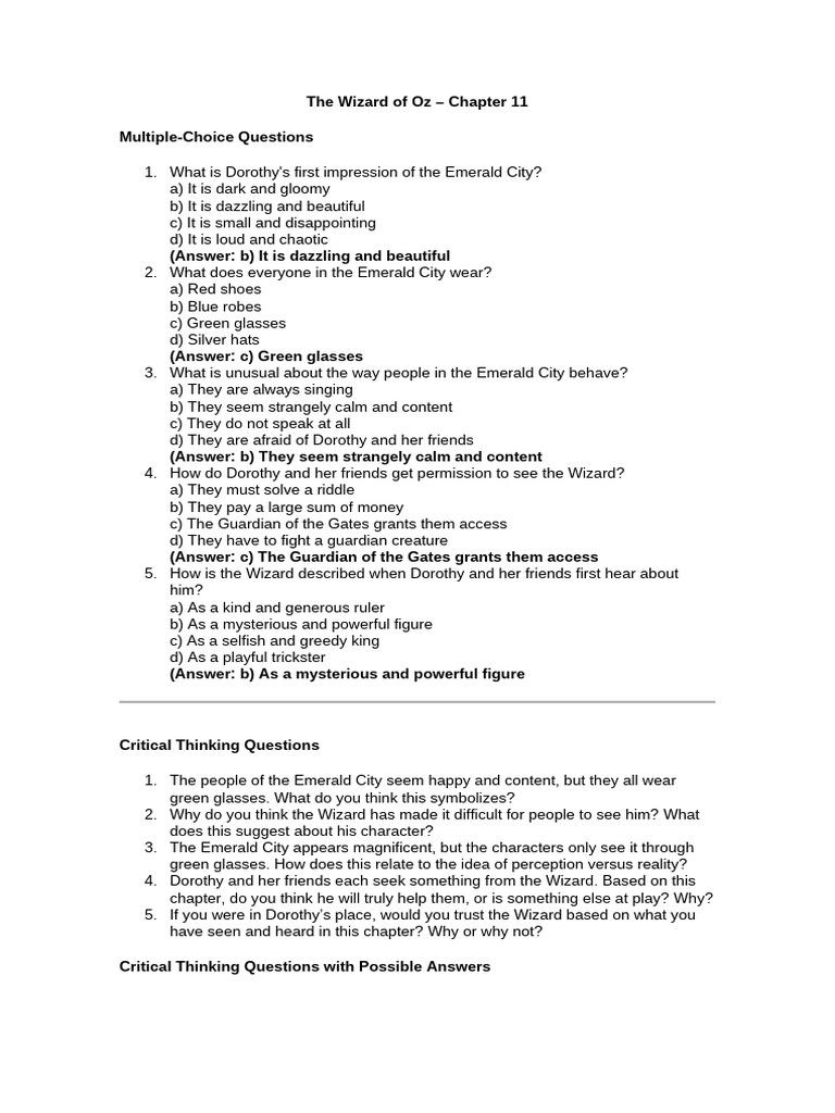 The Wizard of Oz - Chapter 11 | PDF | Wizard Of Oz (Character ...