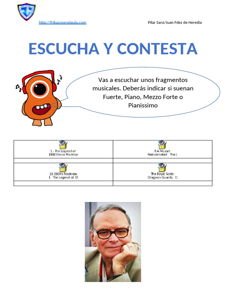 Escucha y Clasifica Volumen Musical | PDF