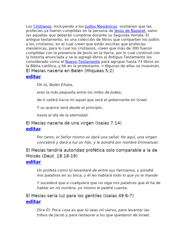 Profecías Mesianicas | PDF | Mesías | Jesús
