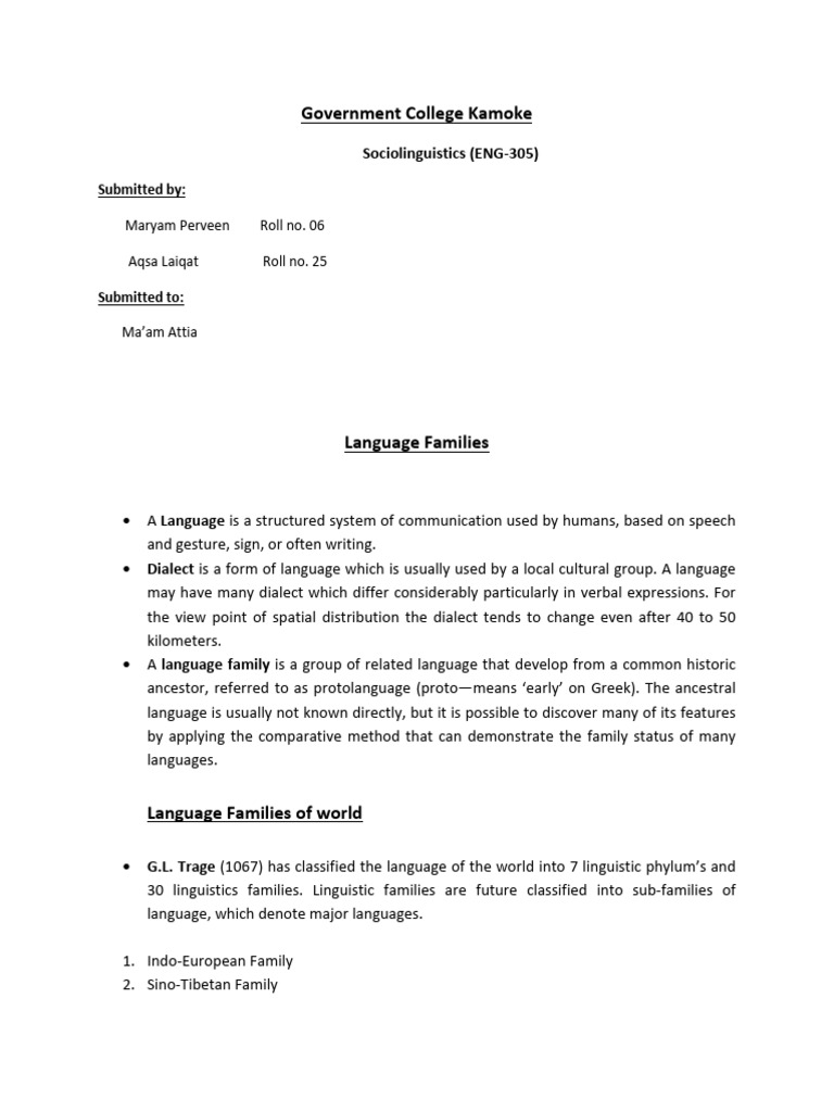 Overview of Global Language Families | PDF | Languages Of Africa ...