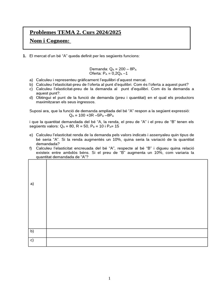 Enunciats Problemes Tema 2 | PDF