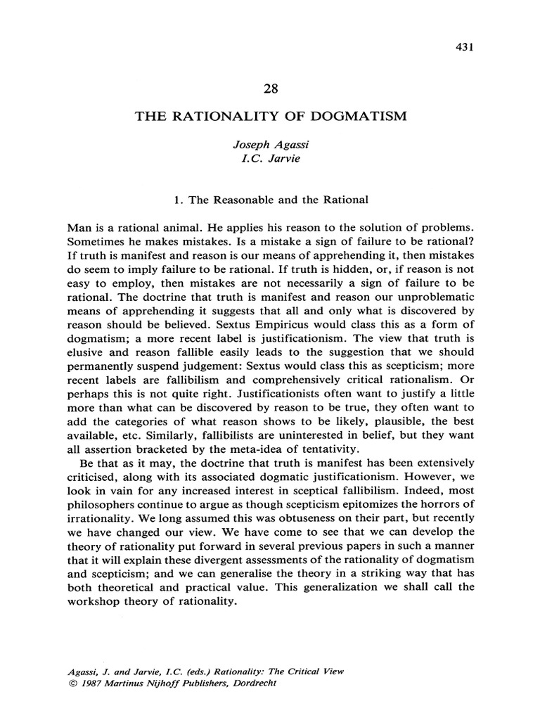THE RATIONALITY OF DOGMATISM | PDF | Rationality | Epistemology