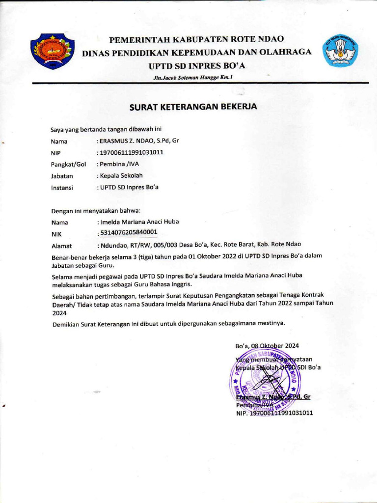 Surat Ket Bekerja | PDF