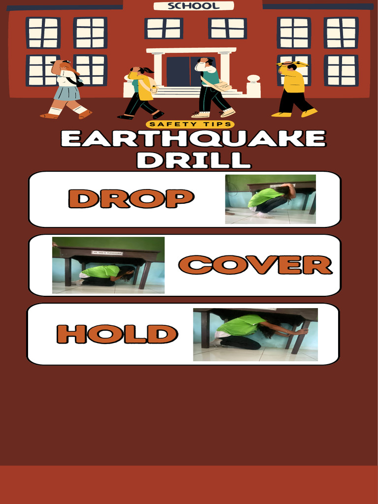 Earthquake Safety Tips Infographic in Red White Illustrative Style | PDF