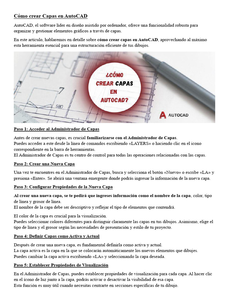Cómo Crear Capas en AutoCAD | PDF | Cad automático | Botón (Computación)