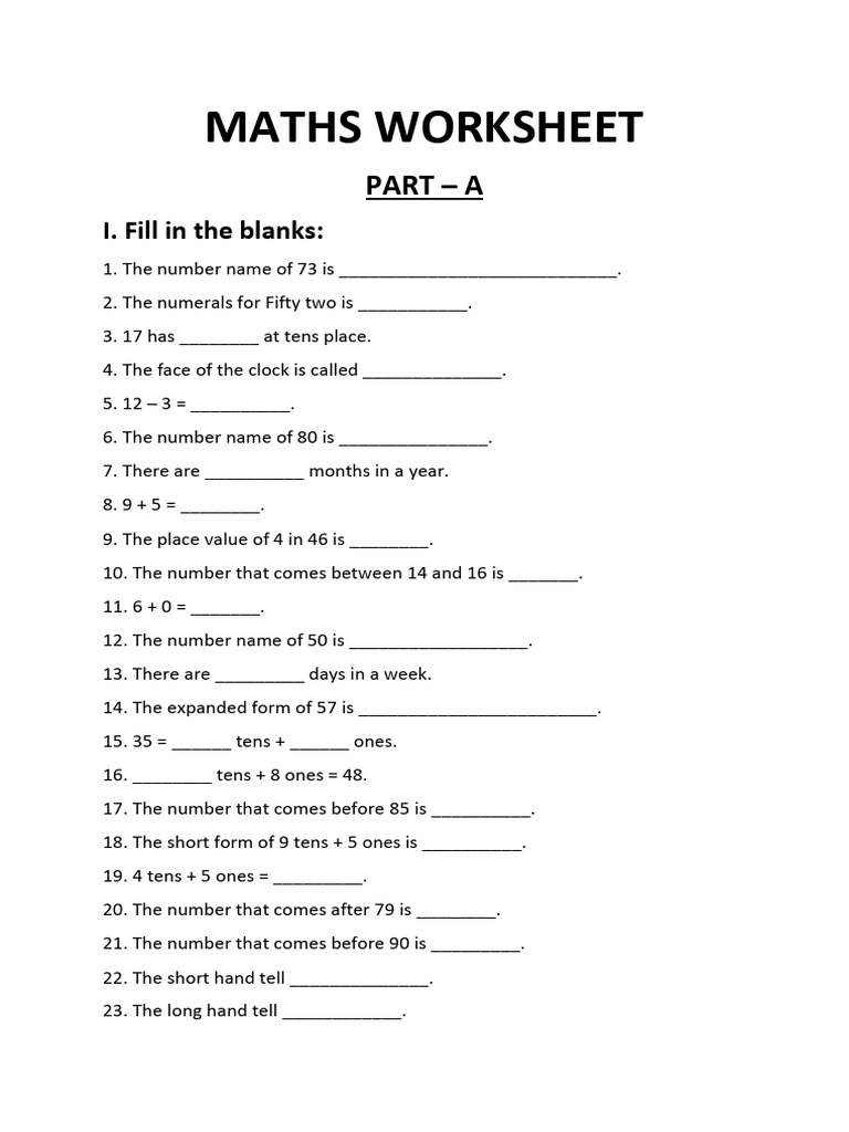 Maths Worksheet | PDF