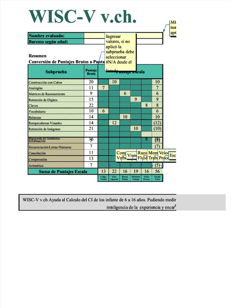 PDF Wisc V Plantilla Correpcion Chile Compress | PDF | Ciencias del comportamiento | Psicología ...