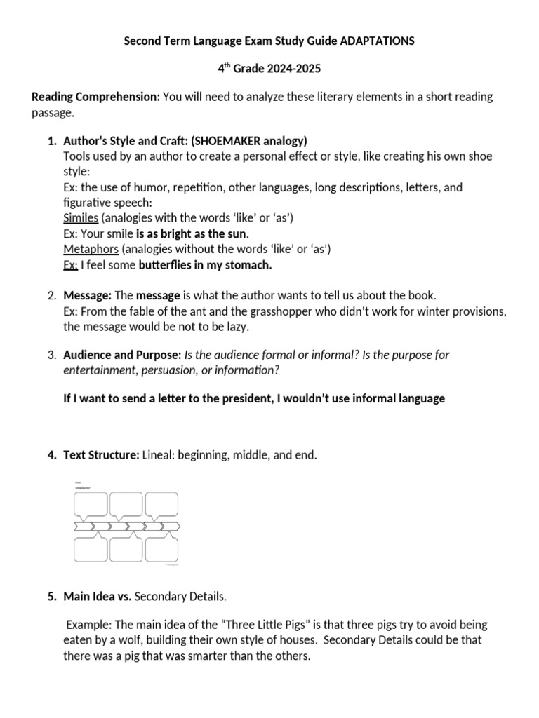 Second Term Fourth grade Study Guide 24-25 Adaptation | PDF | Noun ...