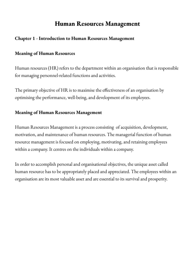 Human Resources Management Notes | PDF | Human Resource Management ...