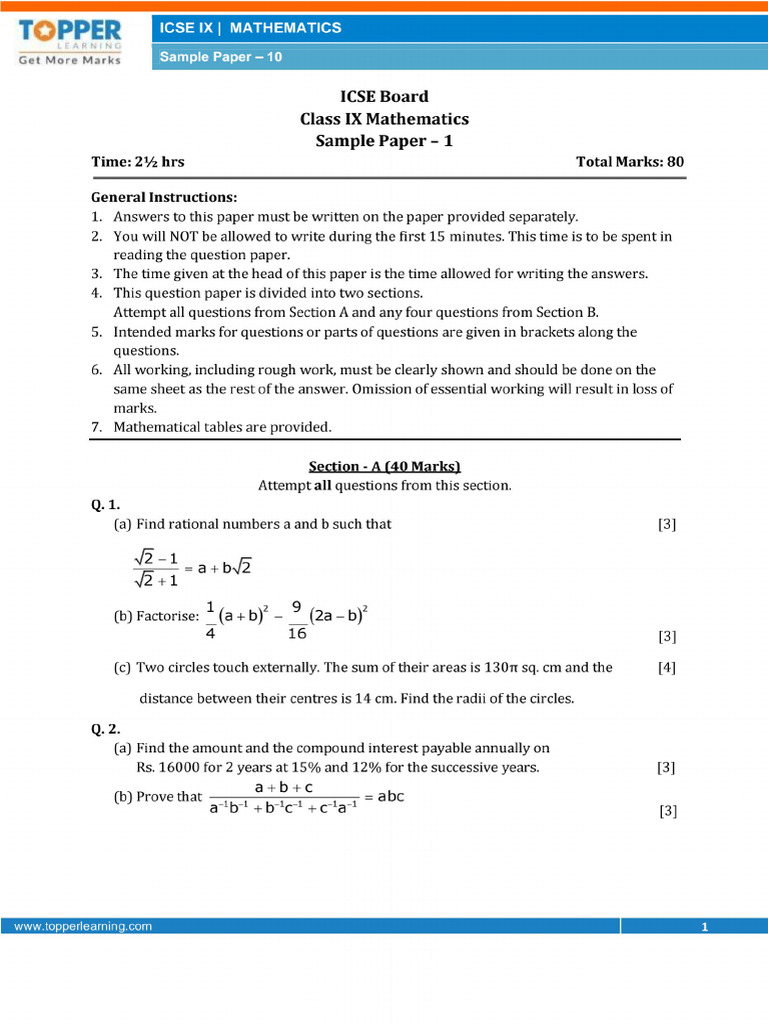 IX Maths Topper Learning | PDF