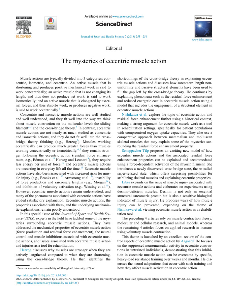 The Mysteries of Eccentric Muscle Action | PDF | Skeletal Muscle ...