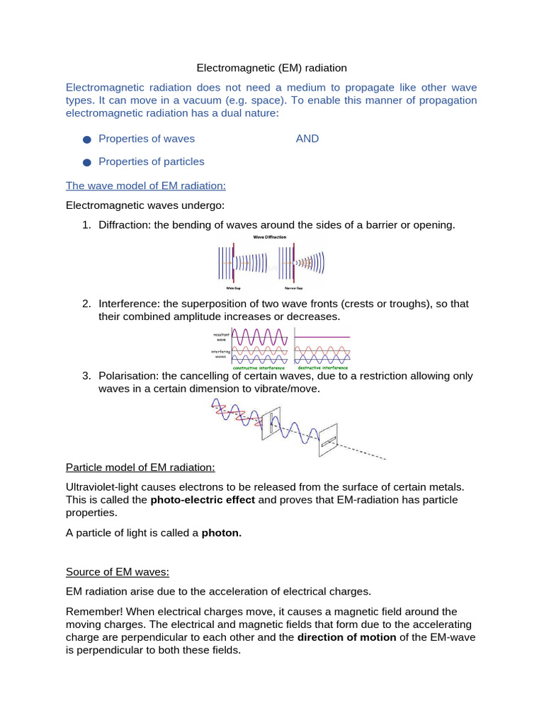 Electromagnetic Radiation | PDF | Electromagnetic Radiation | Waves