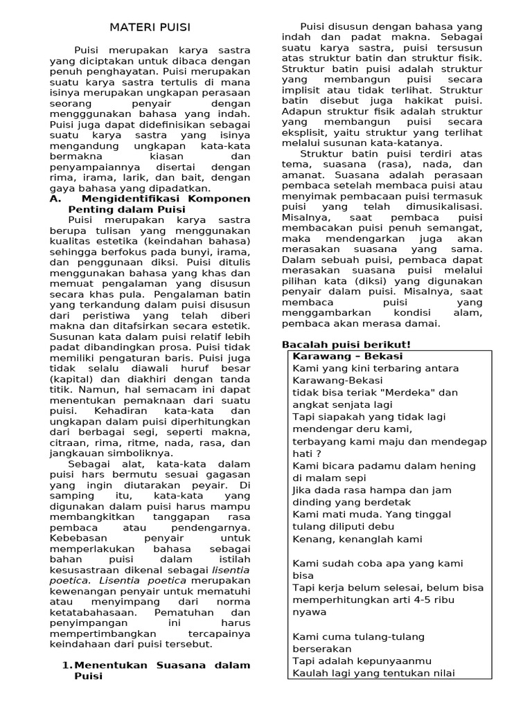 Materi Puisi Dan Lkpd | PDF
