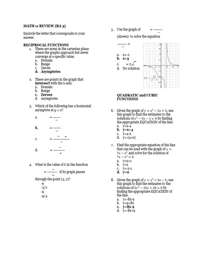 MATH-11-REVIEW-RA-3 Answered | PDF | Area | Asymptote