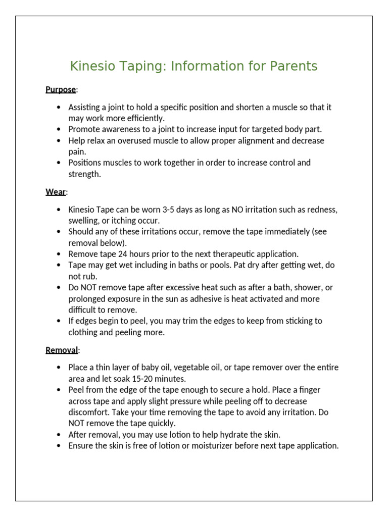 K-Tape Parent Handout English-Spanish | PDF | Piel