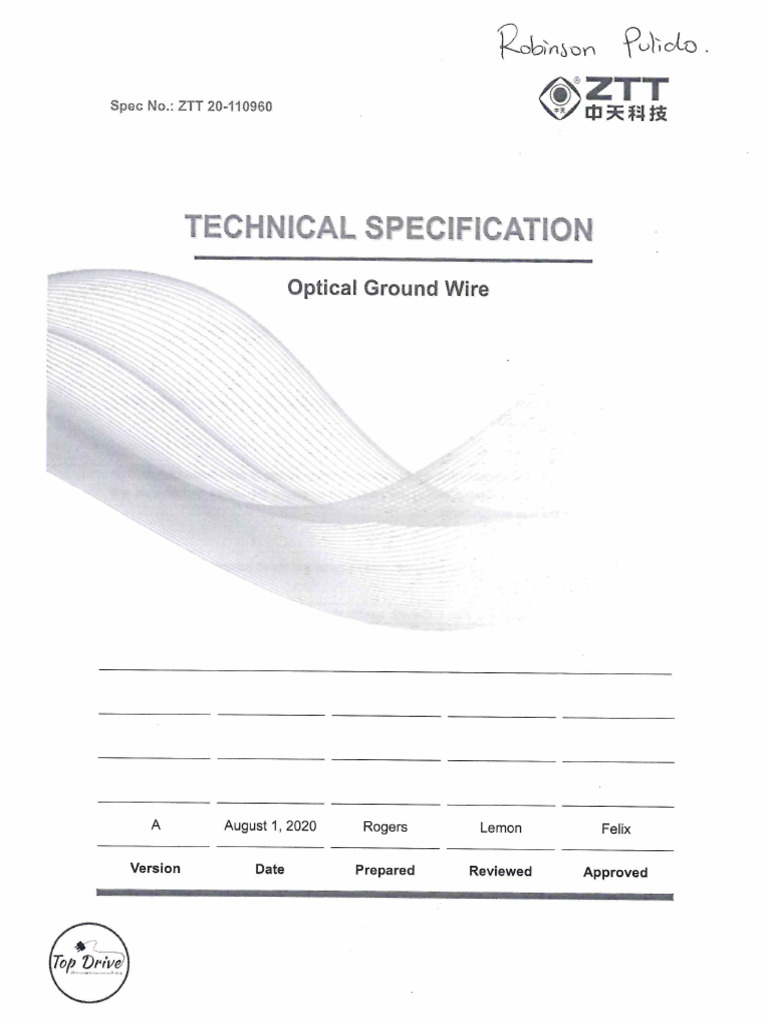 ZTT ALF G652D Optical Fiber OPGW 24G652 AST 103 | PDF