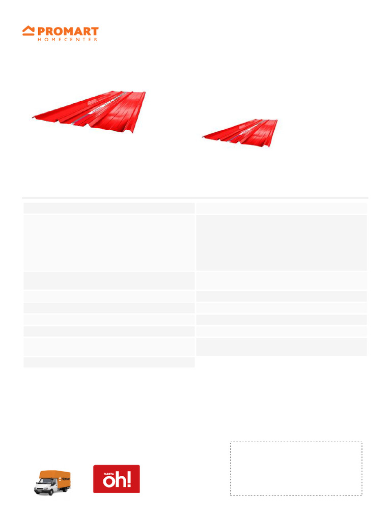 Techo TR4 Aluzinc Rojo 0.28mm 3.601.10m | PDF