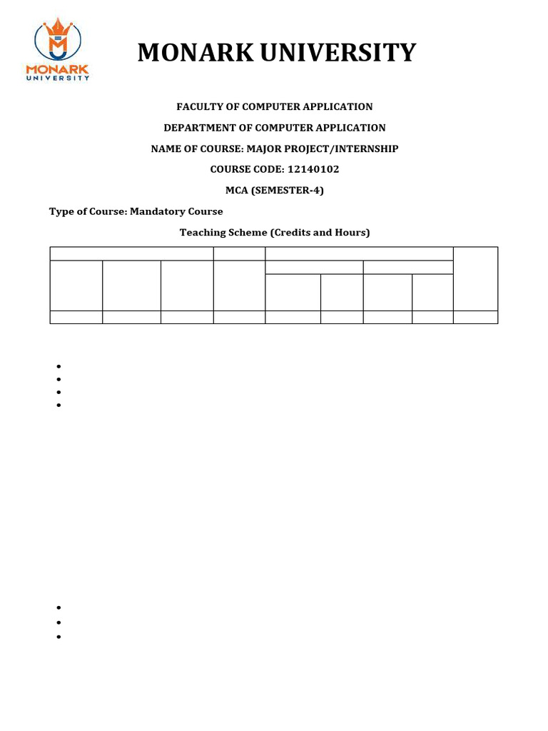 MCA Major Project Internship Guide | PDF | Computing